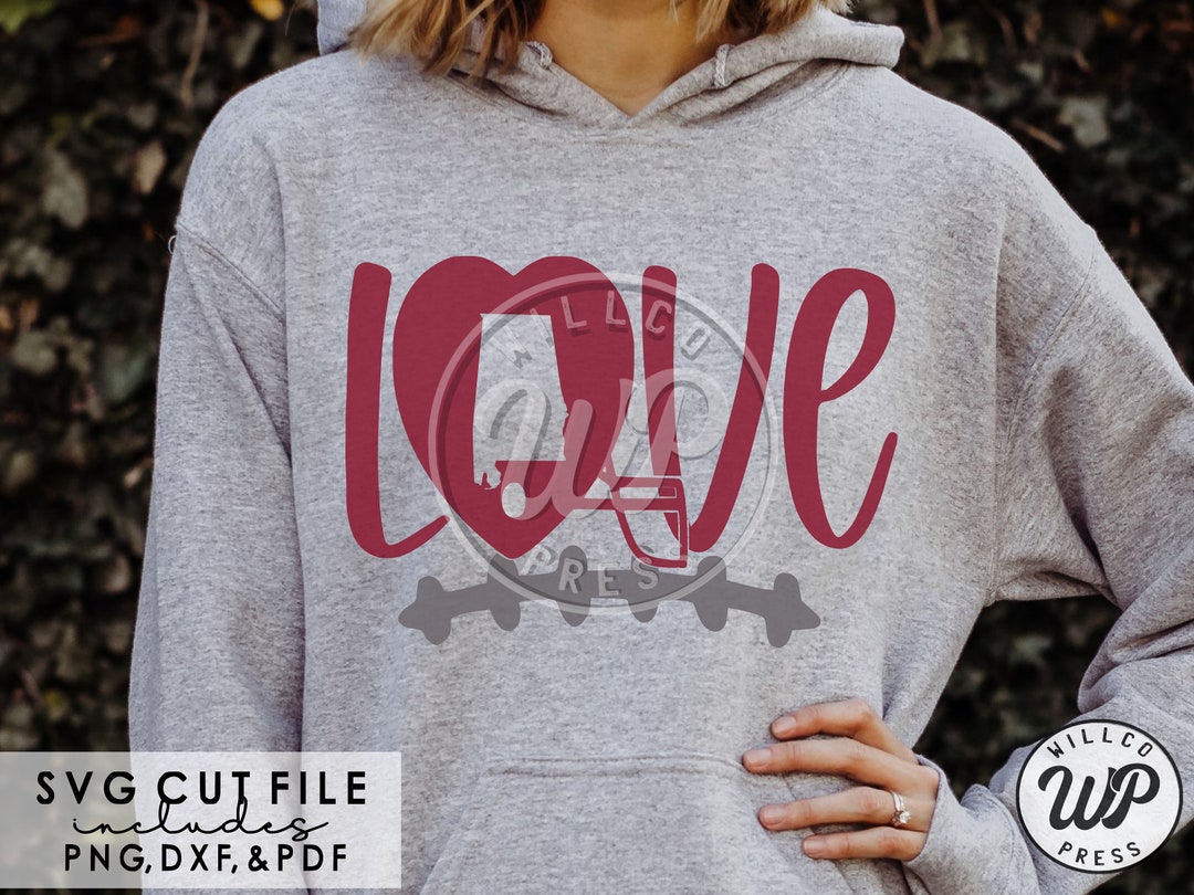 Alabama Love Svg, Football Svg, Heart Helmet, Png, Dxf, Svg Files for ...