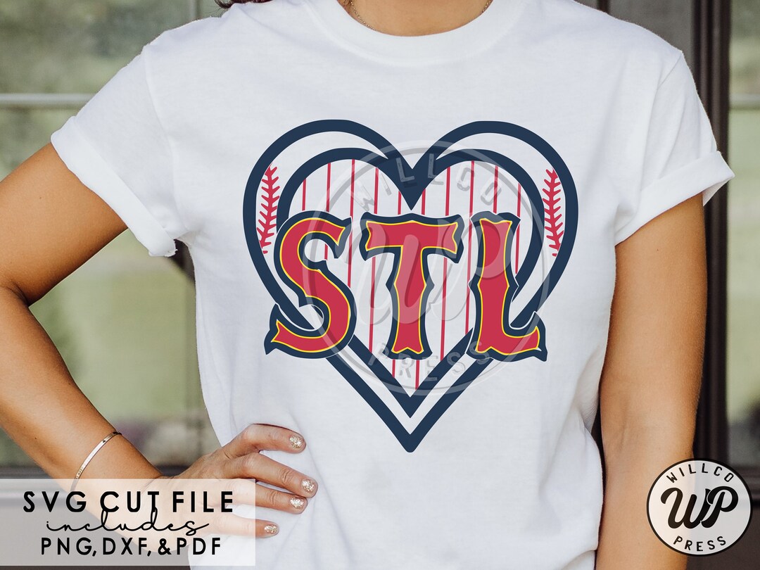 STL Baseball, St Louis Svg, Pinstripe Heart, Png, Dxf, Svg Files for ...