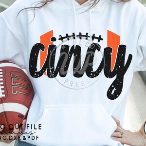 Cincy Football Svg, Cincinnati Svg, Grunge Distressed, Png, Dxf, Svg ...