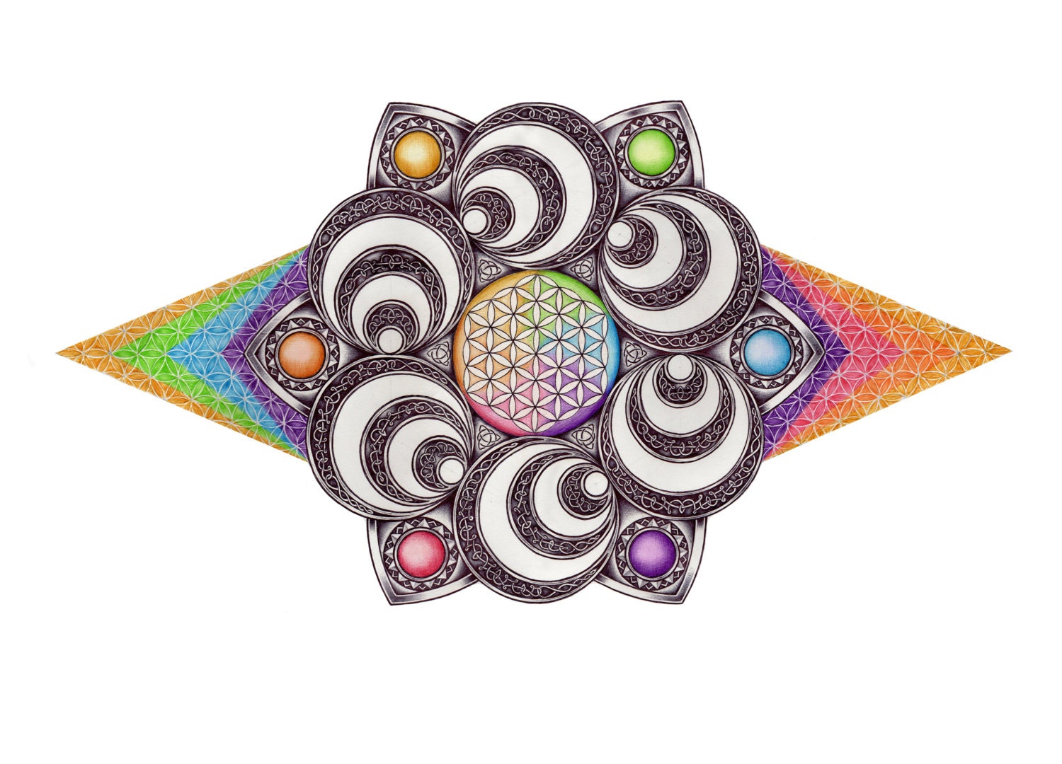 Original Pen and Ink 'hypnotic Rainbow' - Etsy