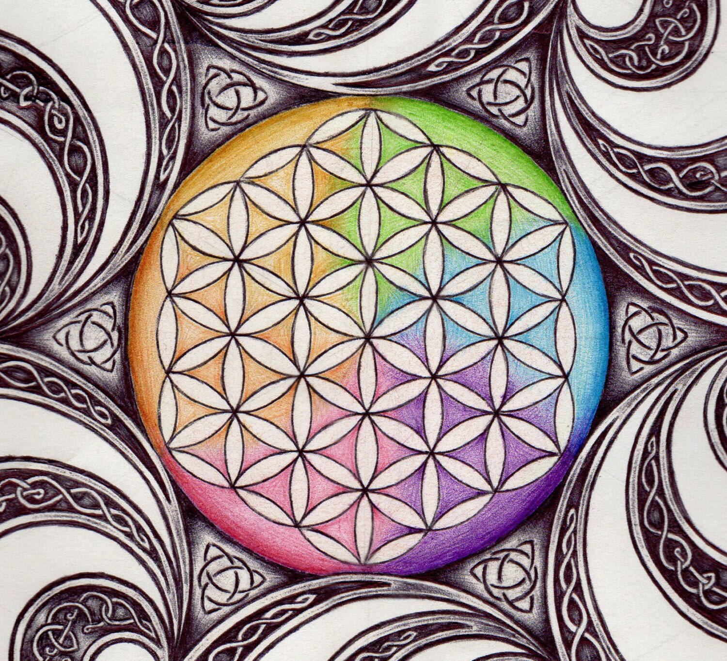 Original Pen and Ink 'hypnotic Rainbow' - Etsy
