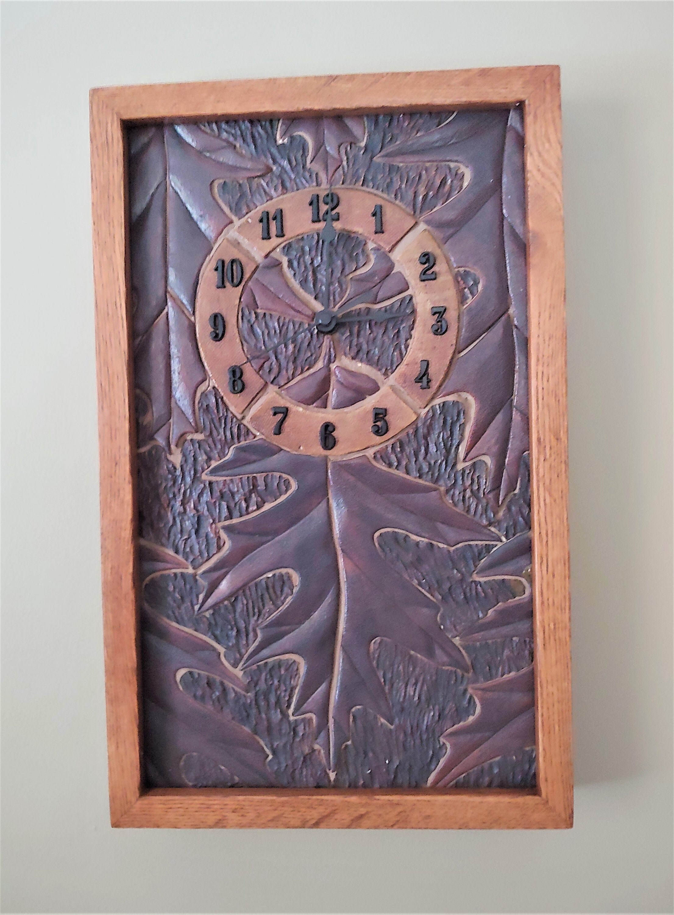 Mosaic Tile Clock Rustic Ceramic Clock Carved Tile Clock - Etsy