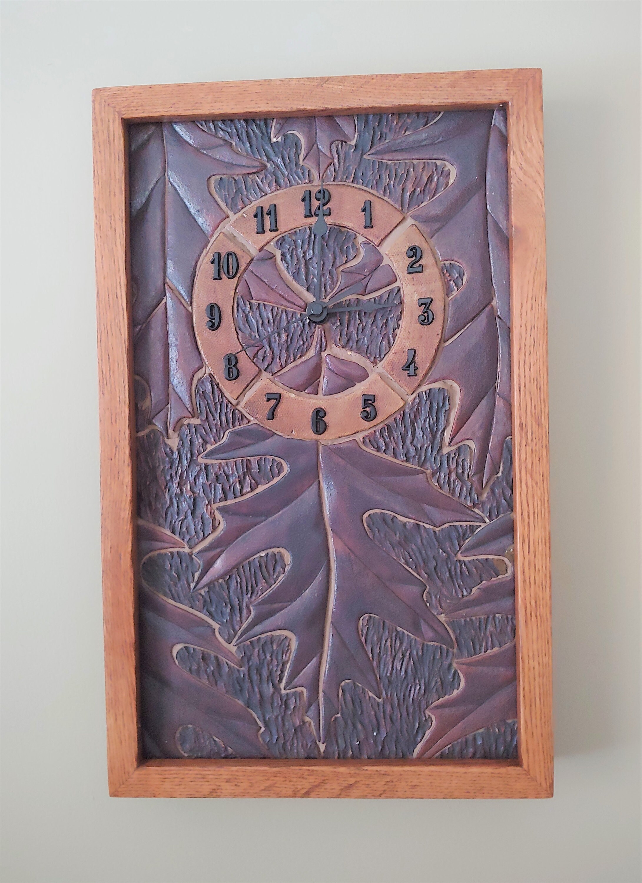 Mosaic Tile Clock Rustic Ceramic Clock Carved Tile Clock 39 tiles - Etsy.de