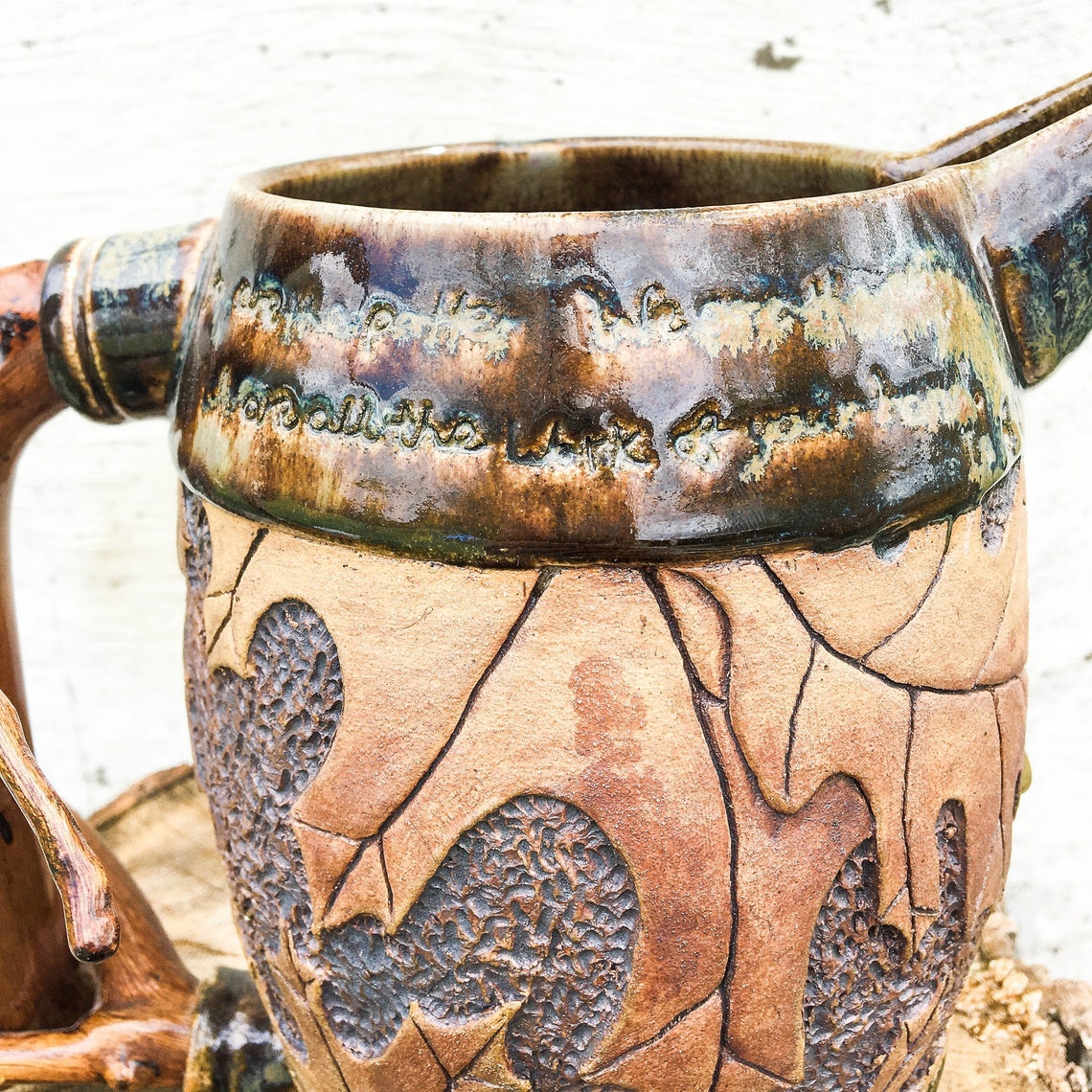 Ceramic Pitcher Wood Handle Pitcher Stoneware Pitcher - Etsy Ireland