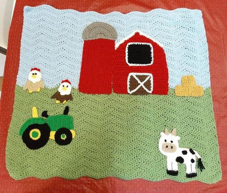 Farm Themed Crocheted Baby Blanket - Etsy