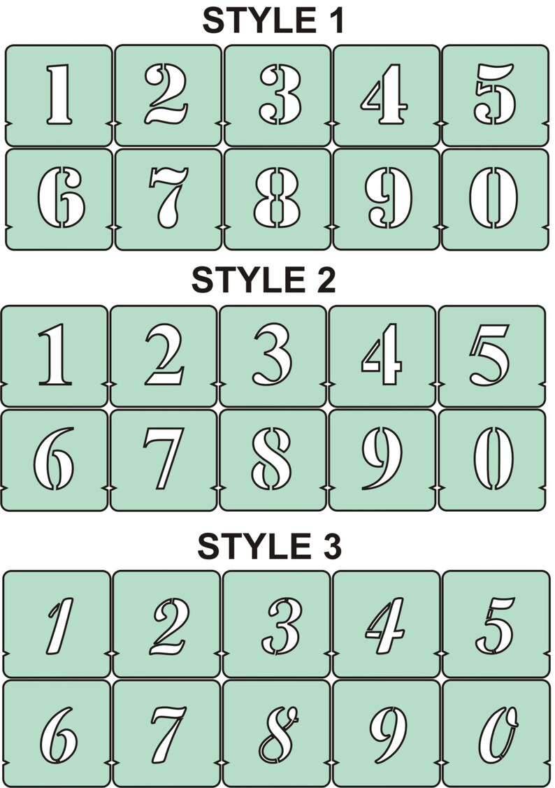 Number Stencils Numerals Stencil Set 40,50,75,100,125,150 Mm Different ...