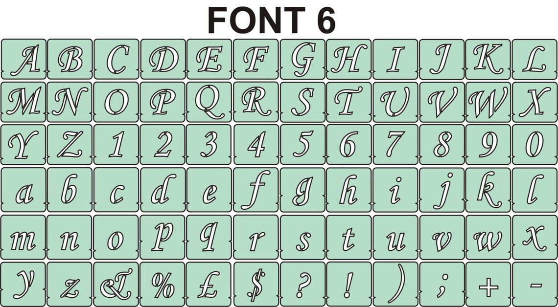 Alphabet Stencils Set, Choice of Different Sizes. 40mm, 50mm, 75mm ...