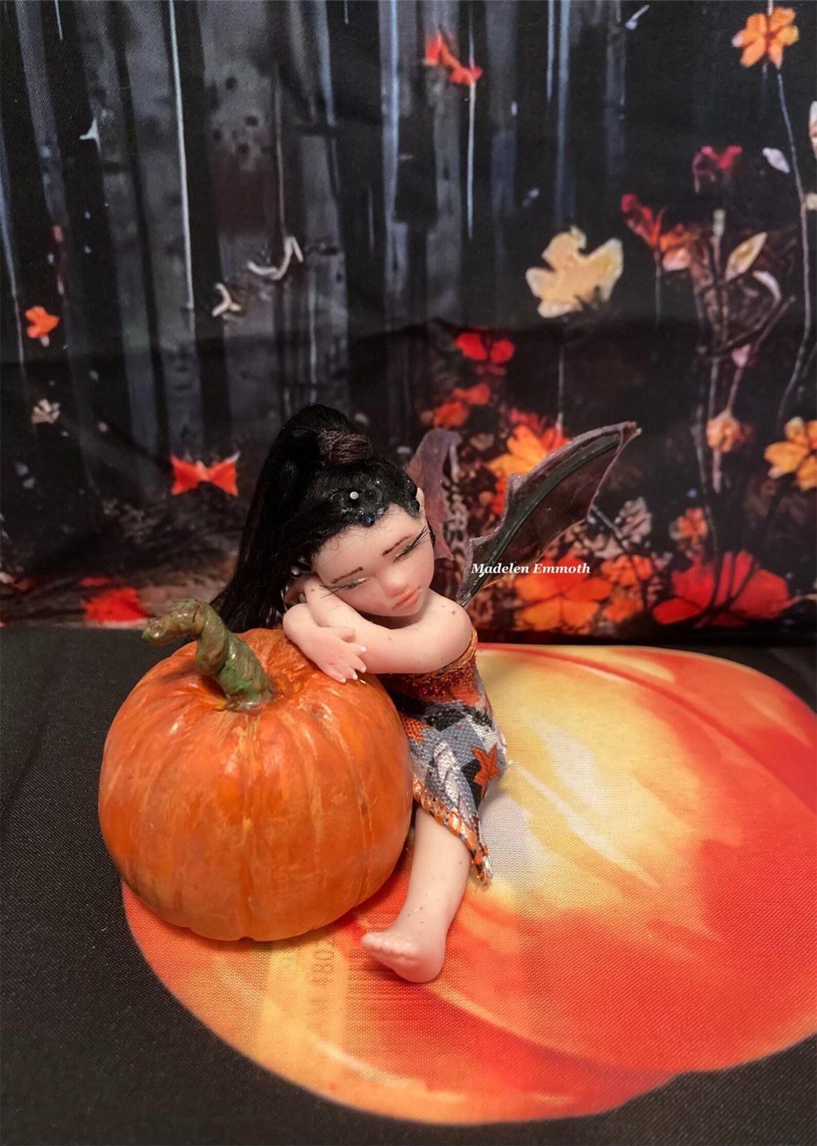 OOAK Dollhouse Halloween Pumpkin Batwing Fairy Doll - Etsy