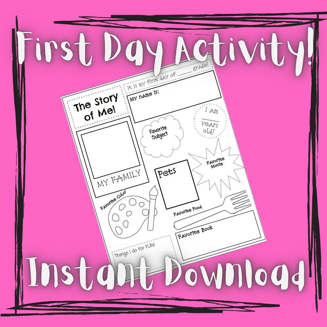 First Day of School | Fill in Worksheet | All About Me Worksheet ...