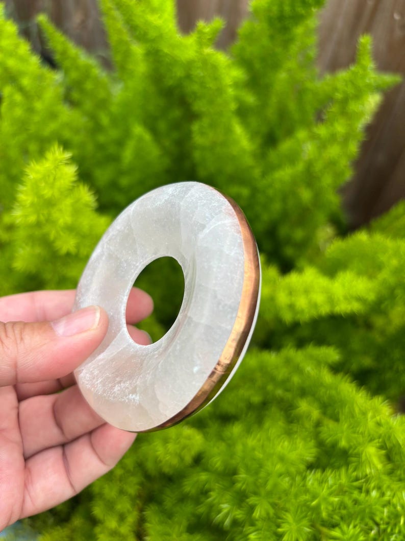 Large Copper-infused Selenite Charging Sphere Stand | Crystal Holder ...