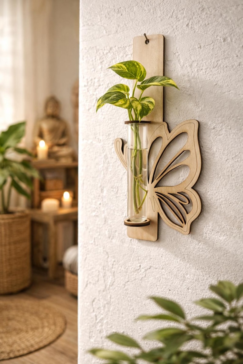 Personalized Butterfly Plant Propagation Vase, Boho Farmhouse Wall ...