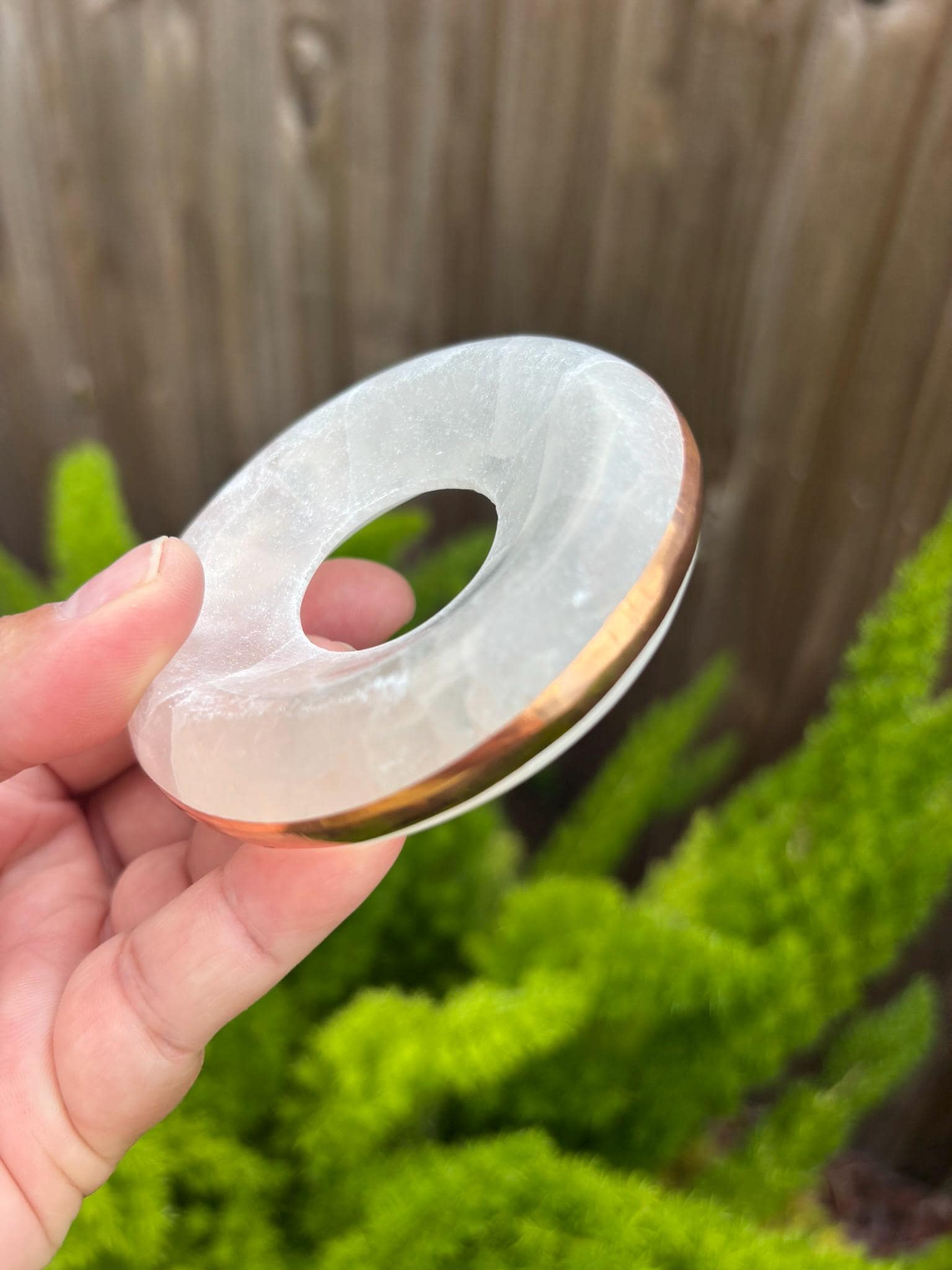 Large Copper-infused Selenite Charging Sphere Stand | Crystal Holder ...