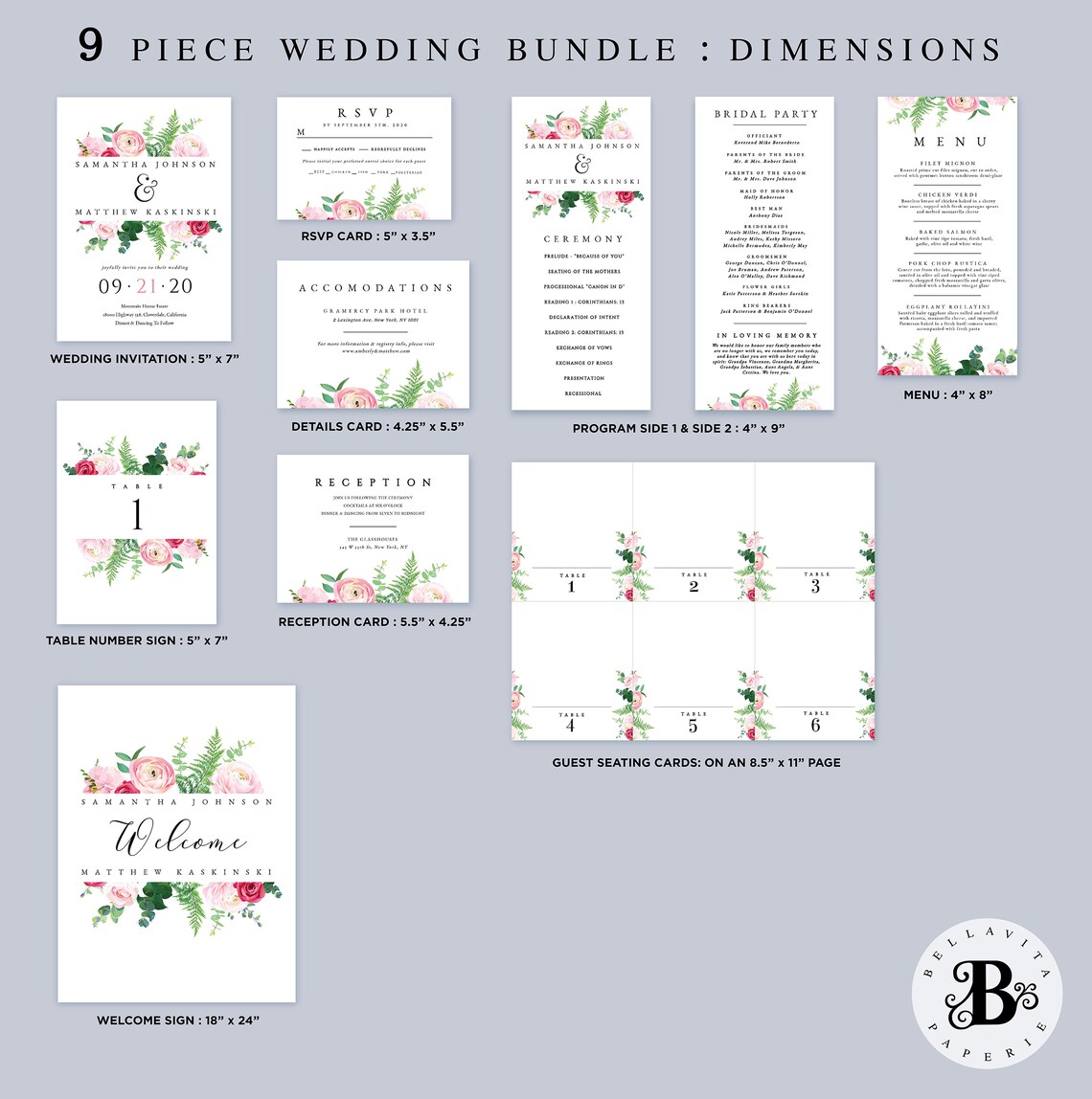 Floral Trim- 9 Piece Wedding Invitation Bundle - Etsy