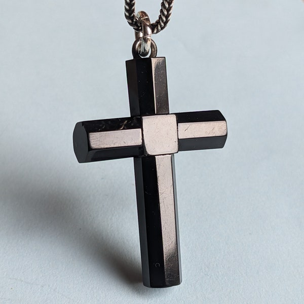 Antique Whitby Jet Cross - Etsy