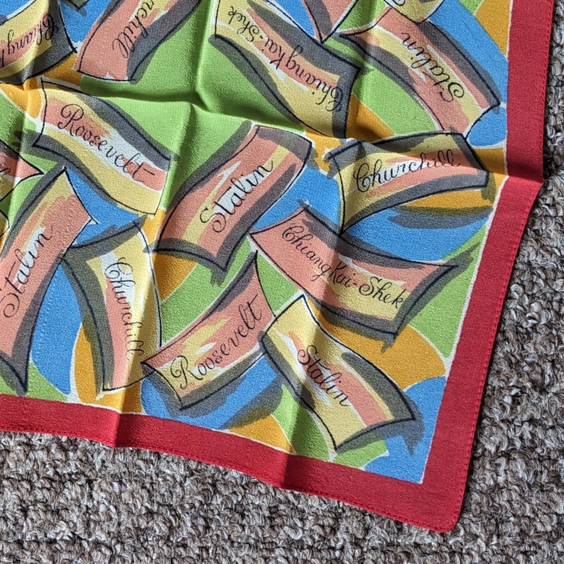 WW2 1940s Handkerchief Big Four WWII Memorabilia Churchill Stalin ...
