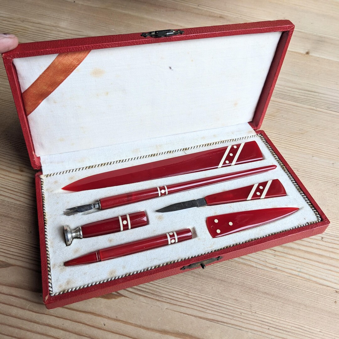 1930s Bakelite Art Deco Desk Set - Etsy