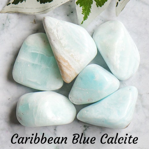 Caribbean Blue Calcite Crystal Tumbled Stone Polished - Etsy