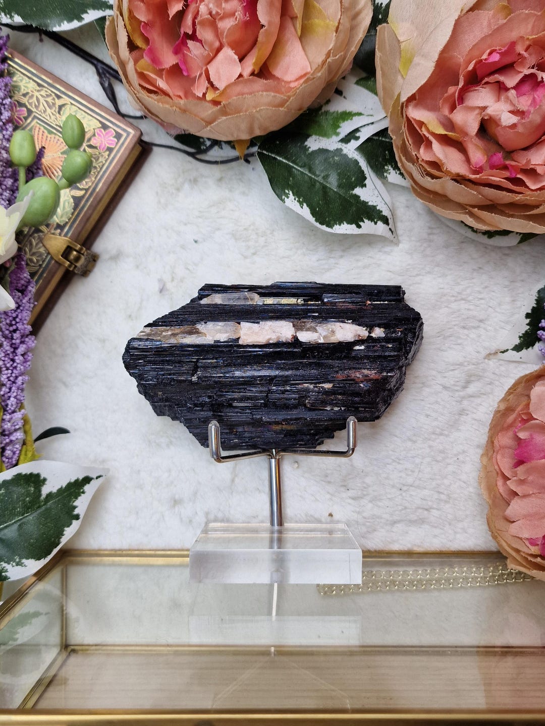 Black Tourmaline / Cluster Geode Gemstone Interior Crystal Decoration ...