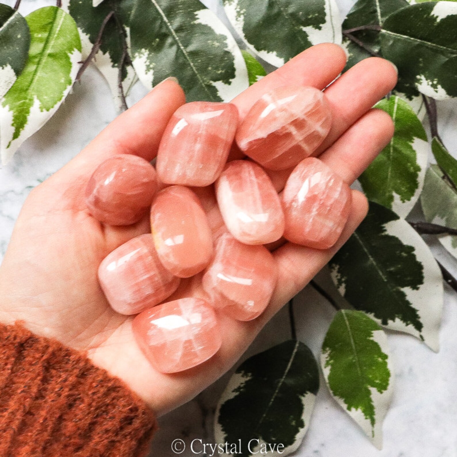 Peach Calcite Crystal Tumbled Stone Polished Stone - Etsy