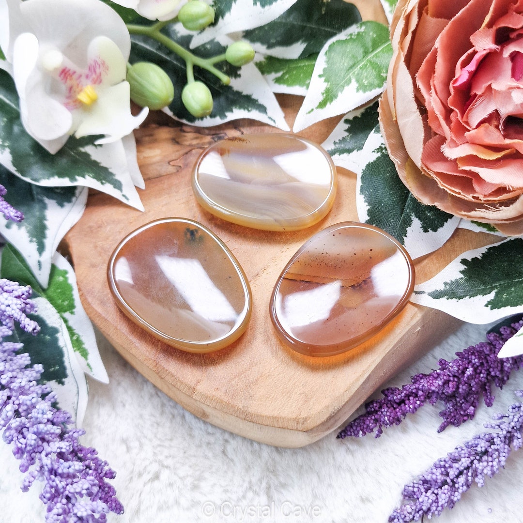 Sard Worry Stone - Crystal Smooth Pebble Gemstone Fidgeting Thumb ...