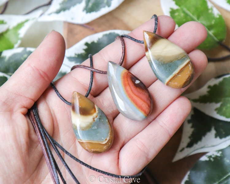 Polychrome Jasper Polished Necklace Pendant Drilled Stone | Etsy