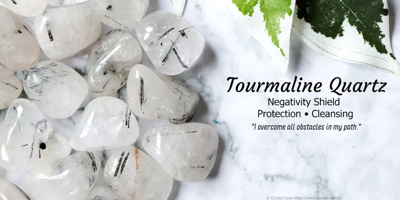 Tourmaline Quartz Crystal Tumbled Stone Polished Stone | Etsy