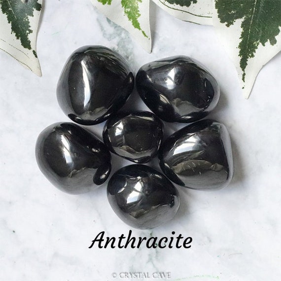 Anthracite Crystal Tumbled Stone Polished Gemstone / Letting - Etsy