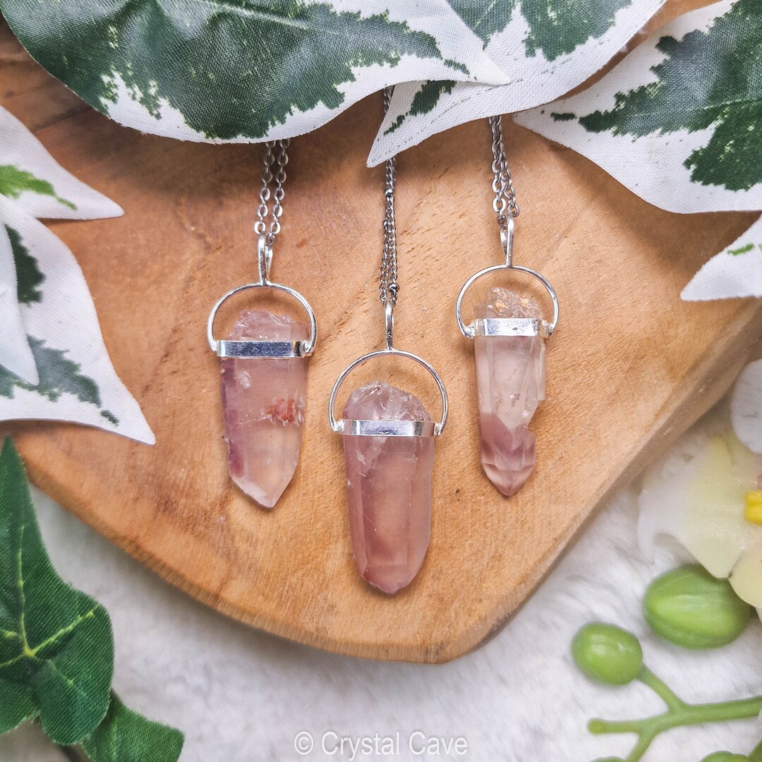 Lithium Quartz Raw Point Pendant Necklace Sterling Silver 925 Ring ...