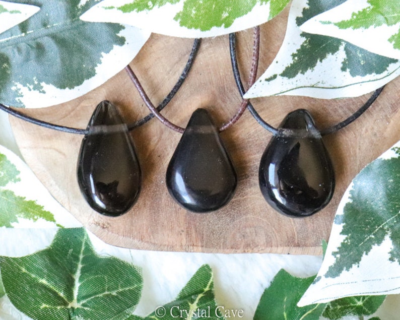 Apache Tears Obsidian Polished Necklace Pendant Drilled | Etsy