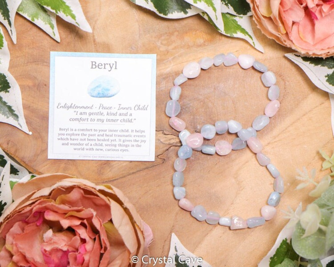 Beryl Tumbled Stone Bracelet Crystal / Barock Smooth Beads Genuine ...