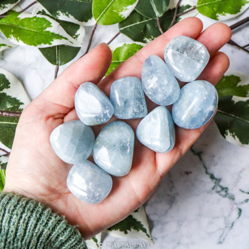 Blue Barite Crystal - Tumbled Stone - Polished Stone - Gemstone ...