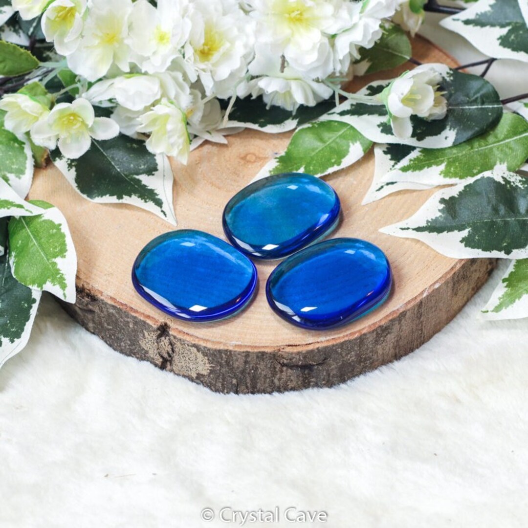 Dark Blue Andara Obsidian Pocket Palm Stone - Hand Stone Cabochon ...