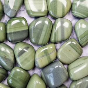 Green Banded Calcite Crystal - Tumbled Stone - Polished Stone Gemstone ...