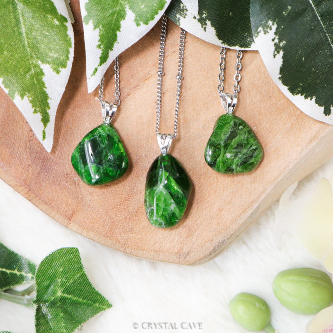 Chrome Diopside Pendant Necklace 925 Sterling Silver / Jewelry Gift Box ...