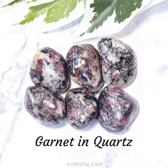 Garnet in Quartz Crystal Tumbled Stone Polished Gemstone / - Etsy