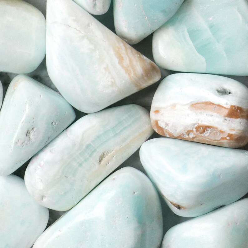 Caribbean Blue Calcite Crystal - Tumbled Stone - Polished Stone ...