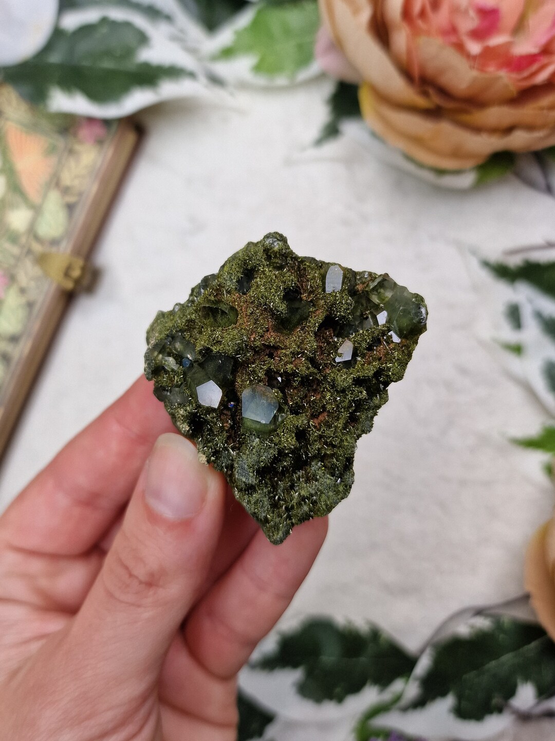 Forest Epidote Cluster Turkey / Adjustable Display Stand Geode Gemstone ...