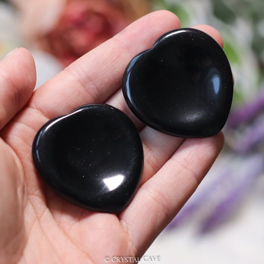 Apache Tears Worry Stone Heart - Crystal Gemstone Fidgeting Anxiety ...