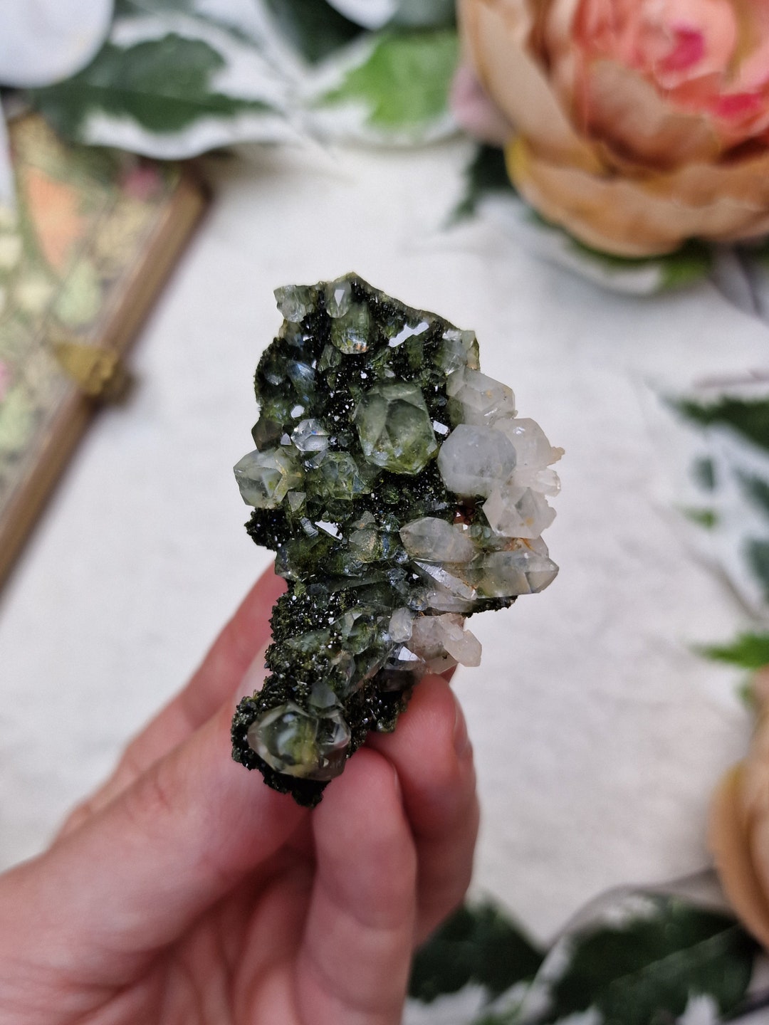 Forest Epidote Cluster Turkey / Adjustable Display Stand Geode Gemstone ...
