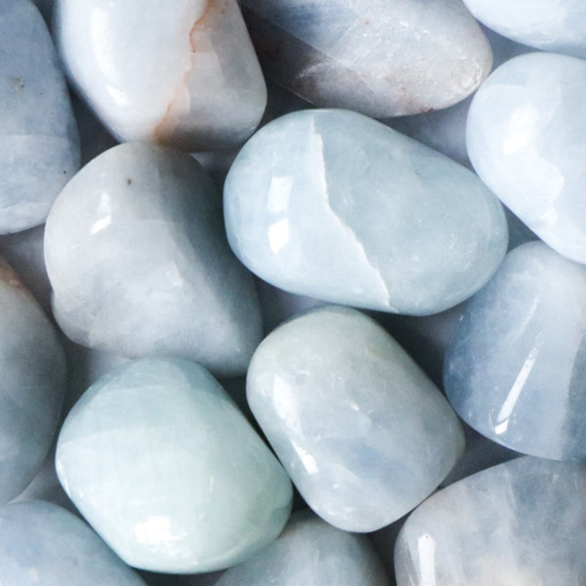 Blue Calcite Crystal Tumbled Stone Polished Stone - Etsy