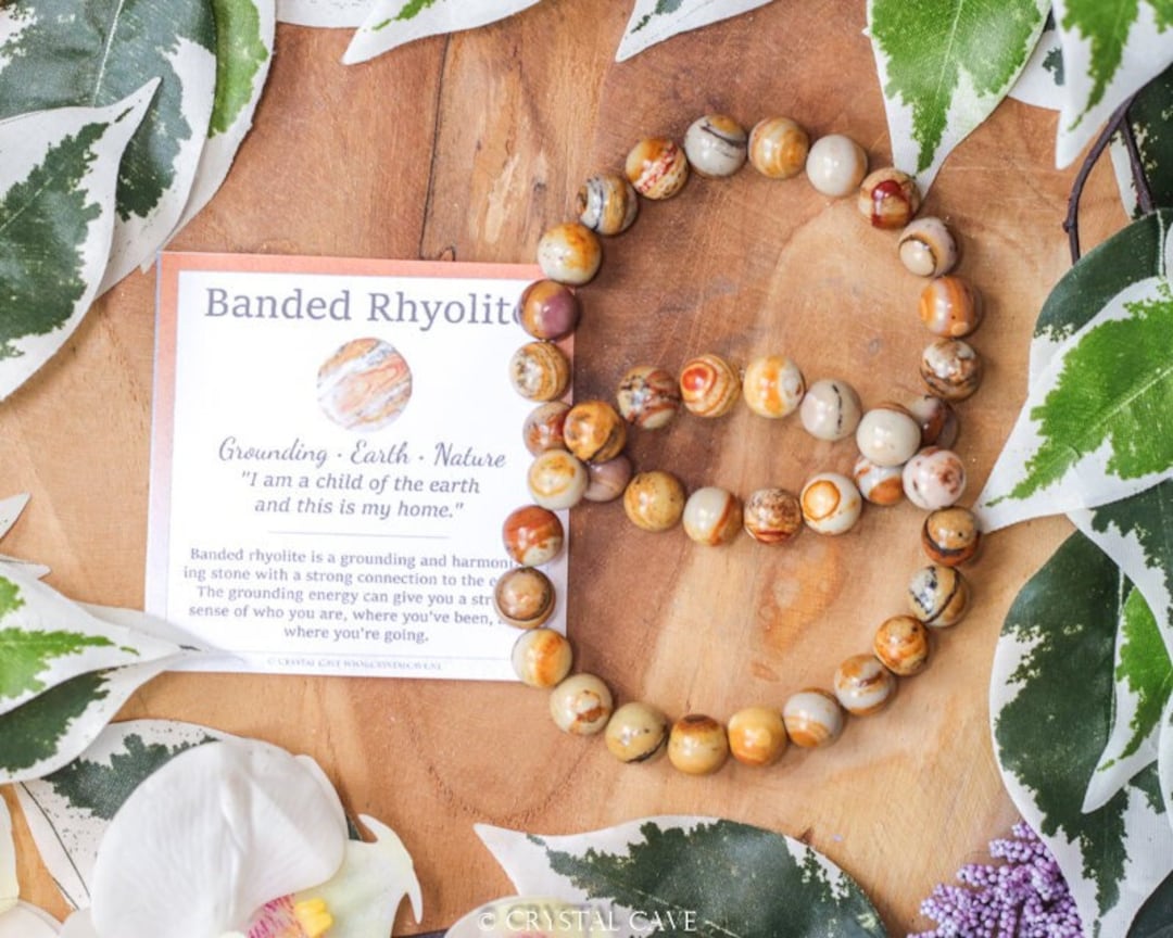 Banded Rhyolite Bracelet Round Beads 10mm High Grade Quality Genuine ...