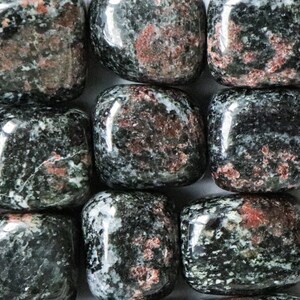 Garnet in Biotite Crystal - Tumbled Stone - Polished Black Mica ...