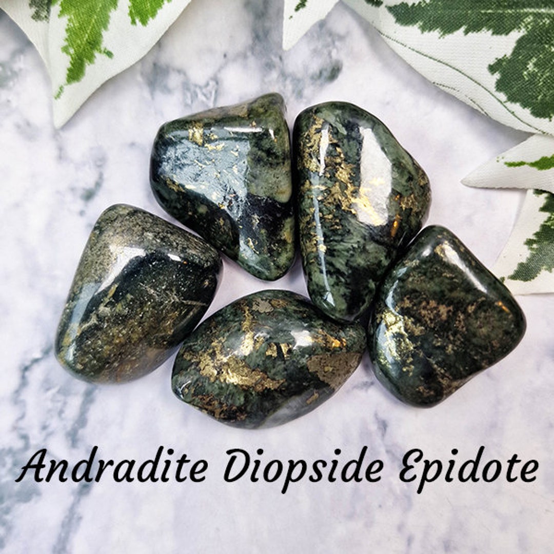 Andradite Diopside Epidote Crystal - Tumbled Stone Polished Gemstone ...