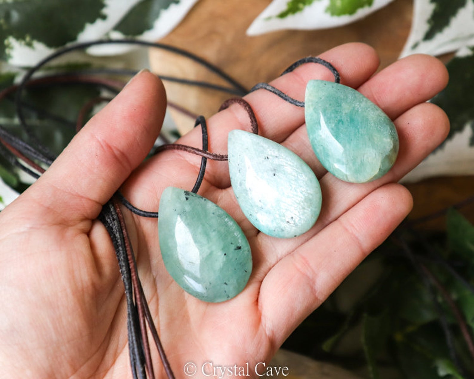 Amazonite Polished Necklace Pendant Drilled Stone Jewelery - Etsy