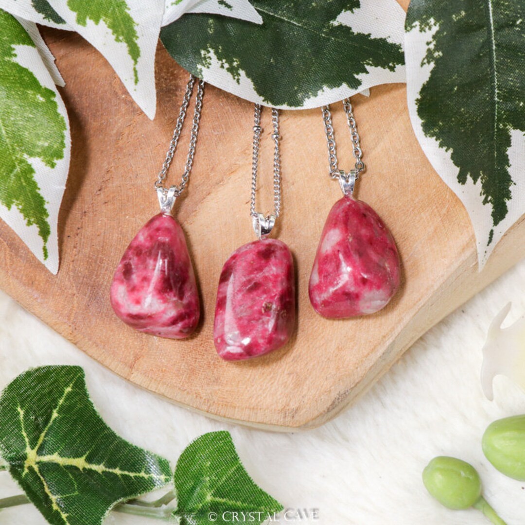 Thulite Pendant Necklace Rock Crystal Sterling Silver - 925 Stamped Eye ...