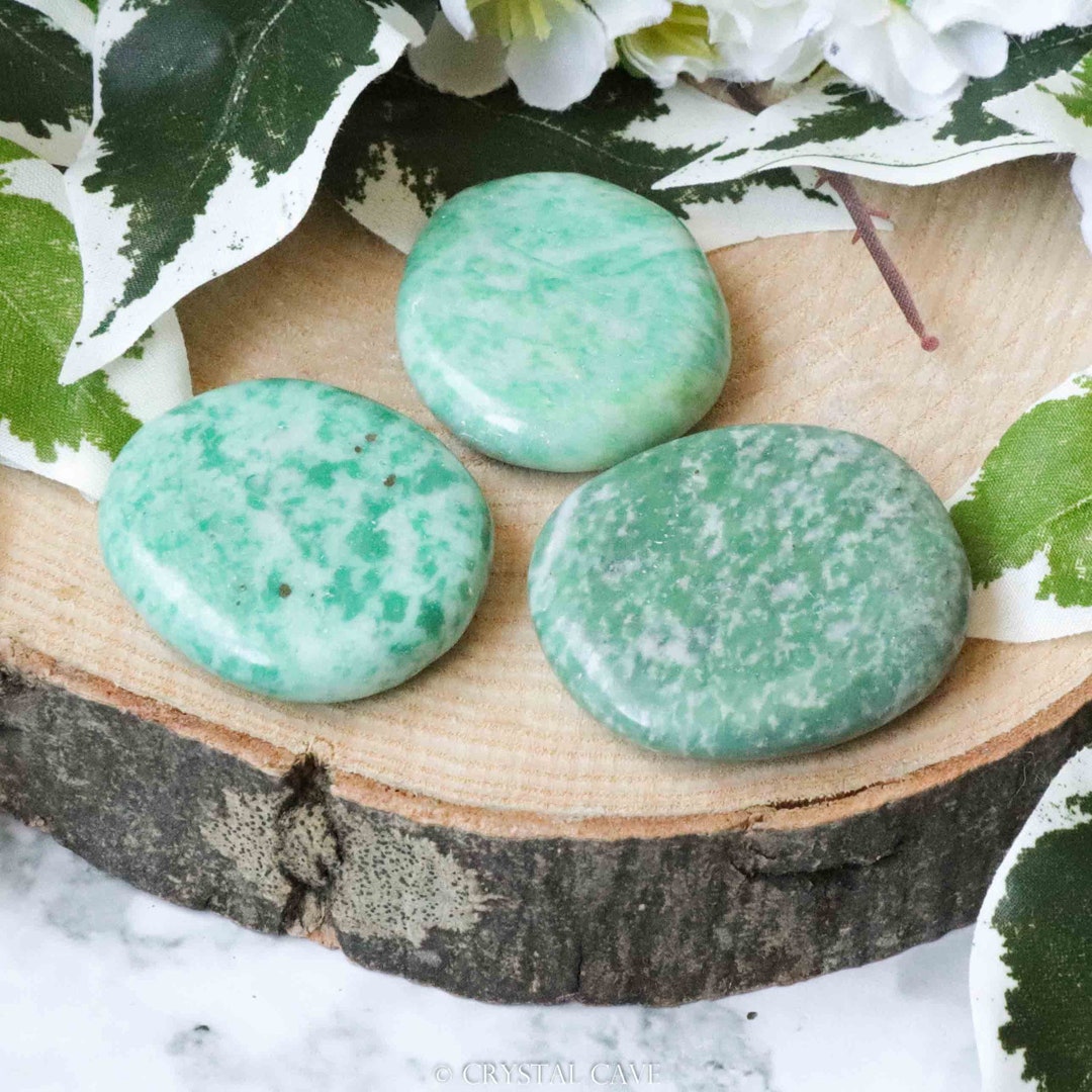 Spotted Jade Pocket Stone - Palm Stone - Hand Stone - Cabochon Natural ...