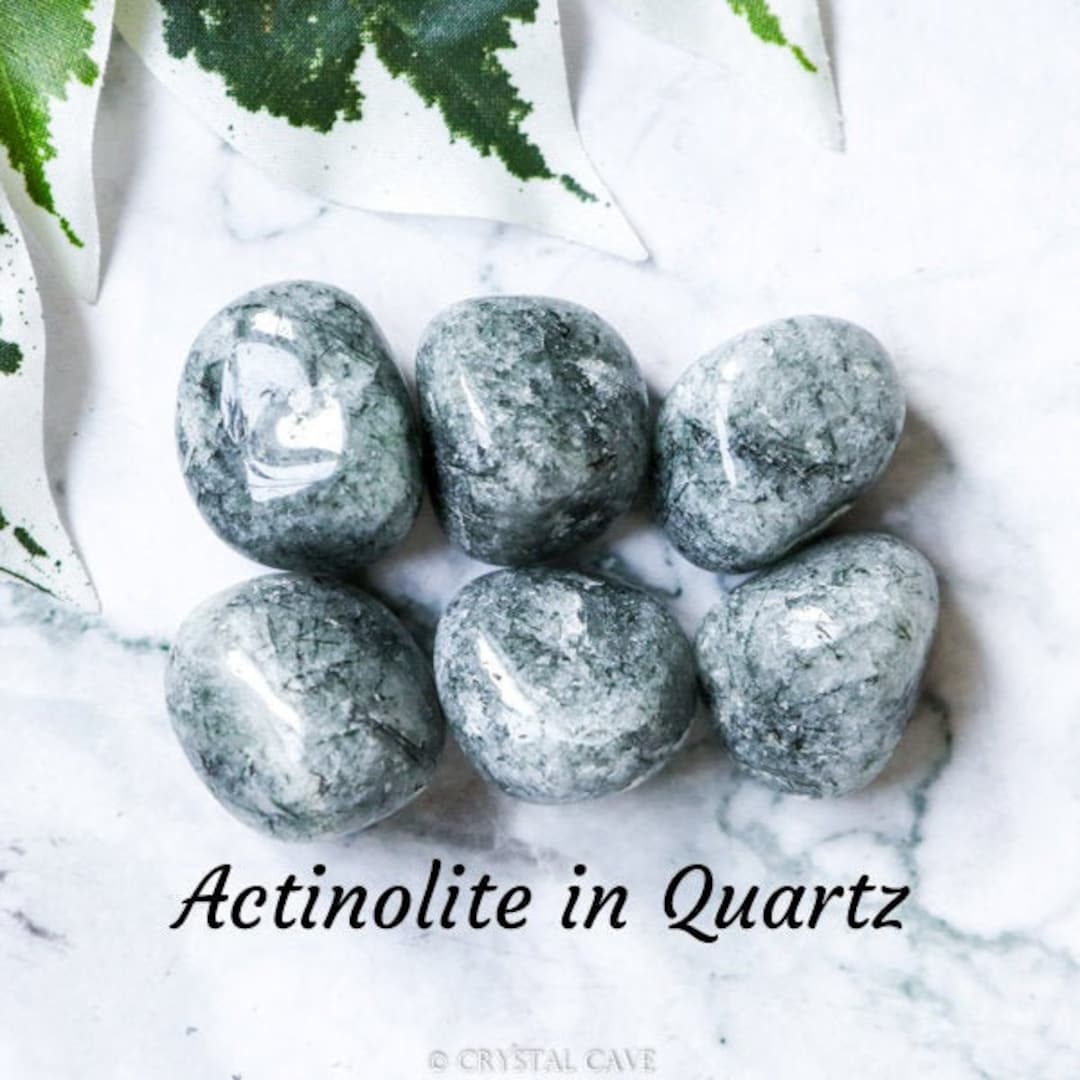 Actinolite in Quartz Crystal - Tumbled Stone - Polished Stone ...