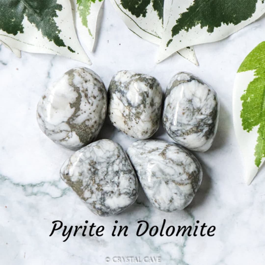 Pyrite in Dolomite Crystal - Tumbled Stone - Polished Gemstone Sugar ...