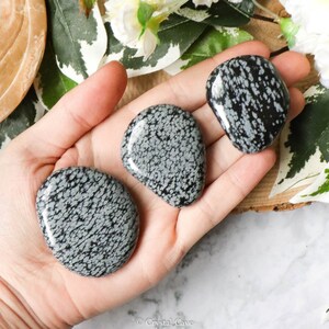 Snowflake Obsidian Pocket Stone - Palm Stone Hand Stone Cabochon ...