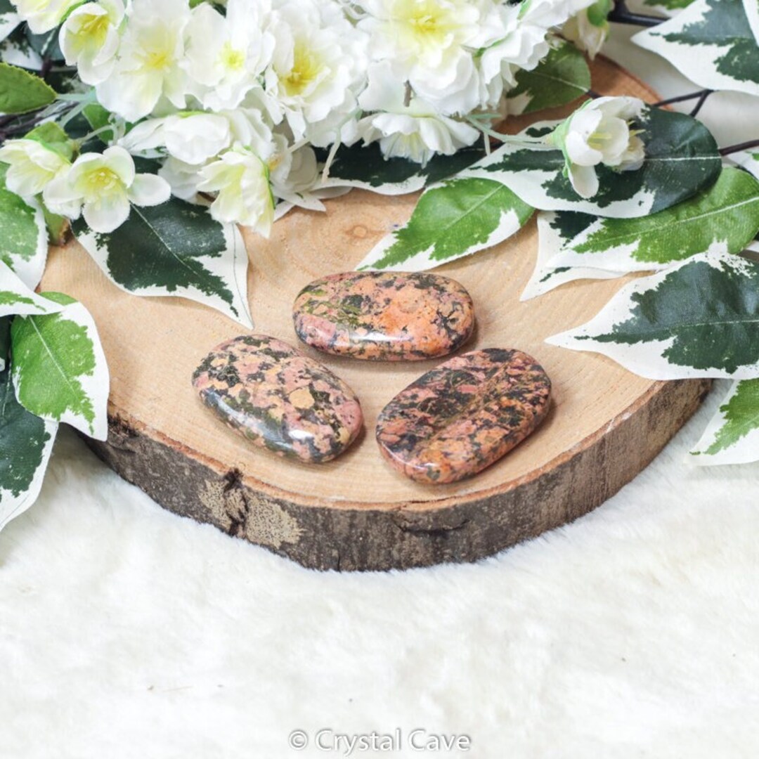 Red Unakite Pocket Stone - Palm Hand Cabochon Natural Polished Crystal ...